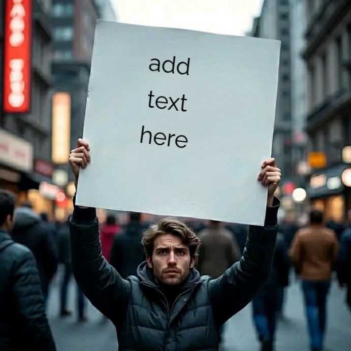 Protestor Holding Blank Sign Template | PosterMyWall