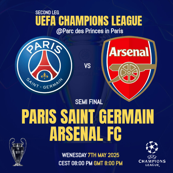 PSG vs Arsenal Flyer Template | PosterMyWall
