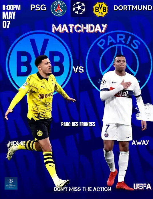 Copy of PSG VS DORTMUND SECOND ROUND | PosterMyWall