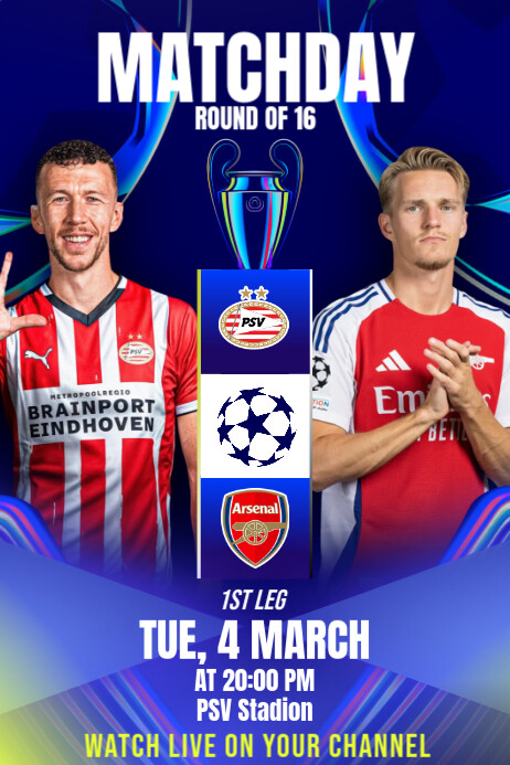 PSV vs arsenal Templat | PosterMyWall