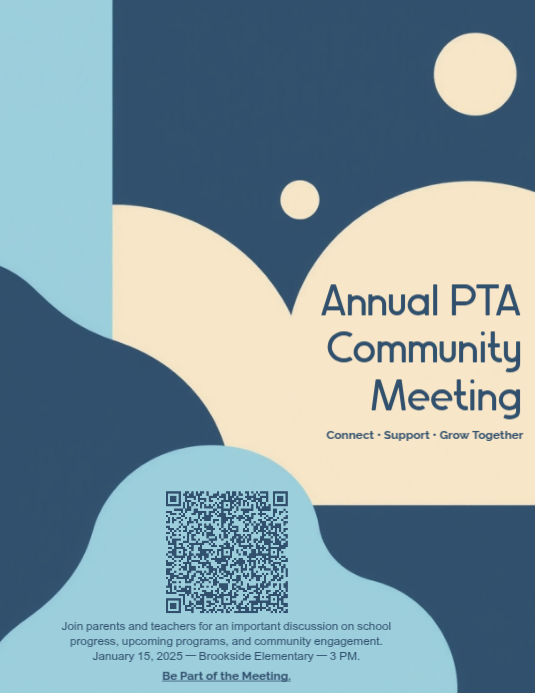 PTA Meeting Flyer Template | Bold Minimal Parent Teacher Event Editable ...