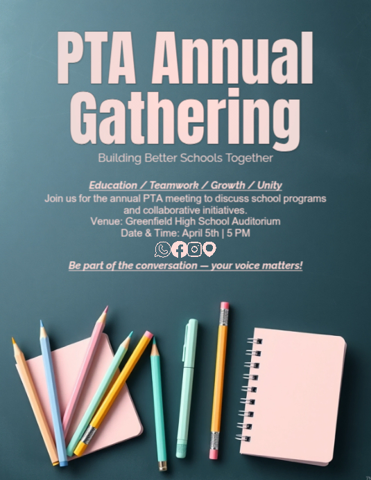 PTA Meeting Poster Template | Creative School Community Design ...