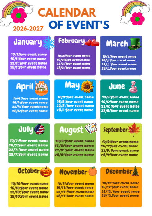 Pto Calendar Of Events Template | PosterMyWall