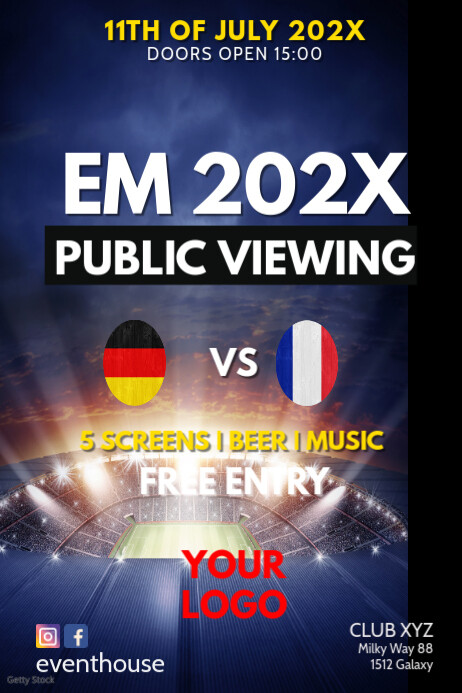 Public viewing event bar Club restaurant Em Template | PosterMyWall