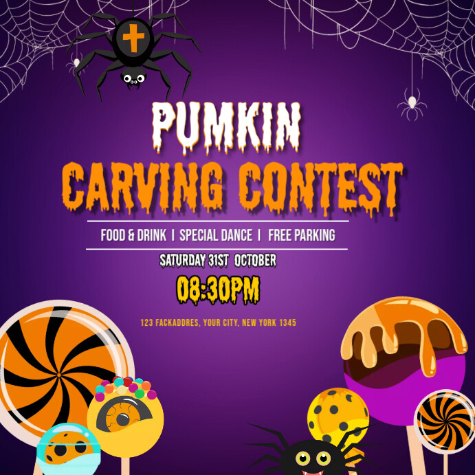 Pumkin Carving Contest Pos Template | PosterMyWall