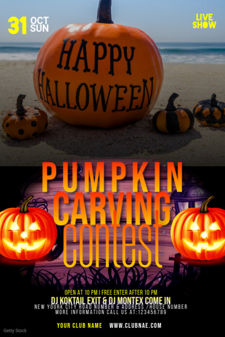 Spanduk Kontes Ukiran Labu Templat | PosterMyWall