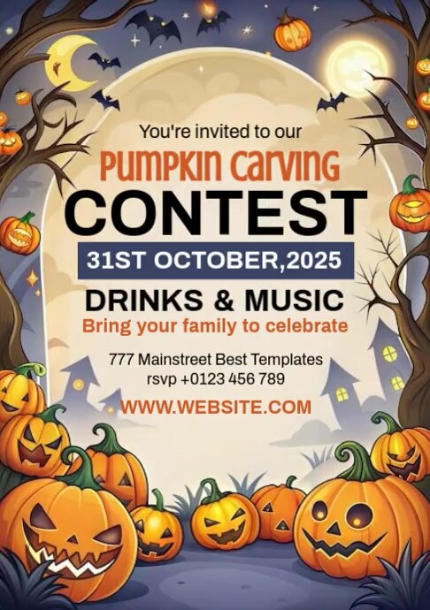 Plantilla de Pumpkin Carving Contest | PosterMyWall