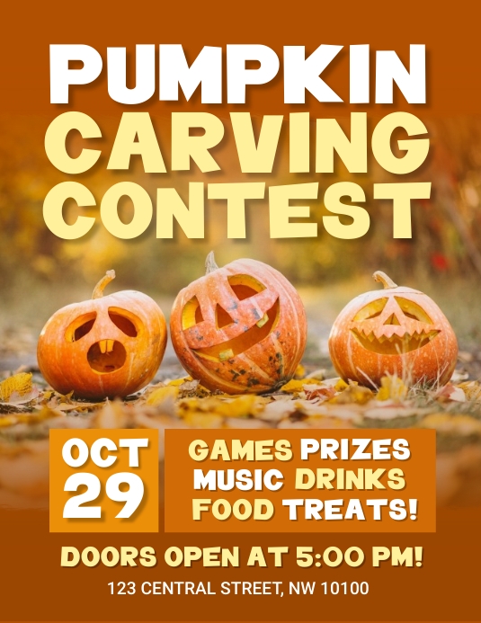 Pumpkin Carving contest event flyer Template | PosterMyWall