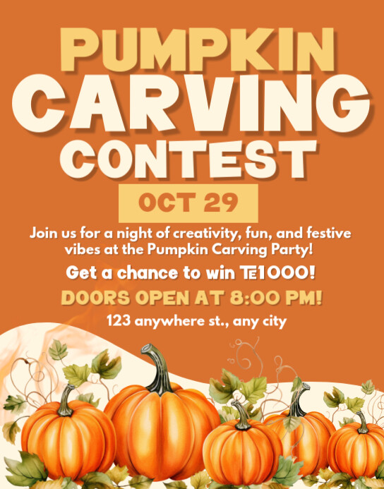 Pumpkin Carving contest event wallposter Template | PosterMyWall