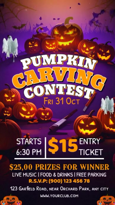 pumpkin carving contest flyer Template | PosterMyWall
