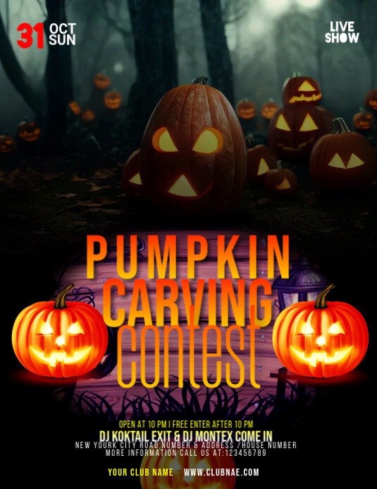 Pumpkin Carving Contest Flyer Template | PosterMyWall
