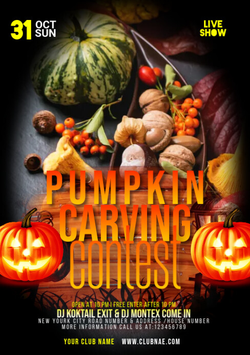 Pumpkin Carving Contest Flyer Template | PosterMyWall