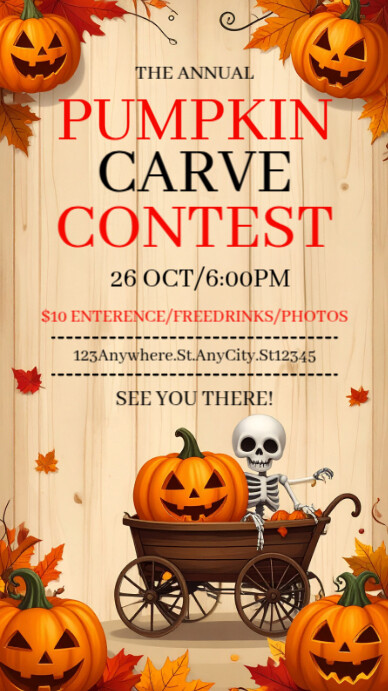 Pumpkin Carving Contest Flyer Template | PosterMyWall