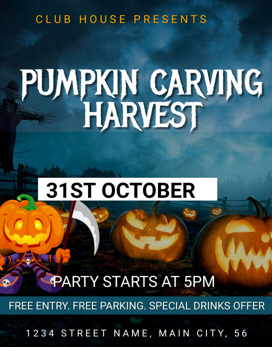 Pumpkin Carving Contest Flyer Template | PosterMyWall