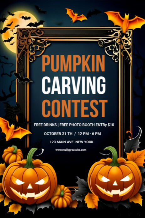 Pumpkin Carving Contest Halloween Poster Template | PosterMyWall