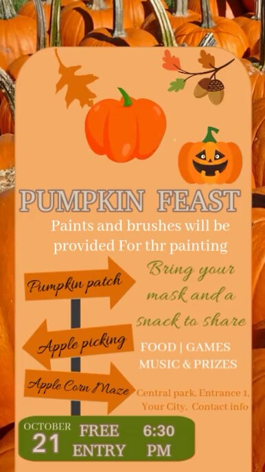 Pumpkin FEAST Patch Flyer Template | PosterMyWall