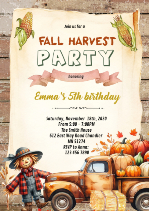 Pumpkin hayride party invitation Template | PosterMyWall