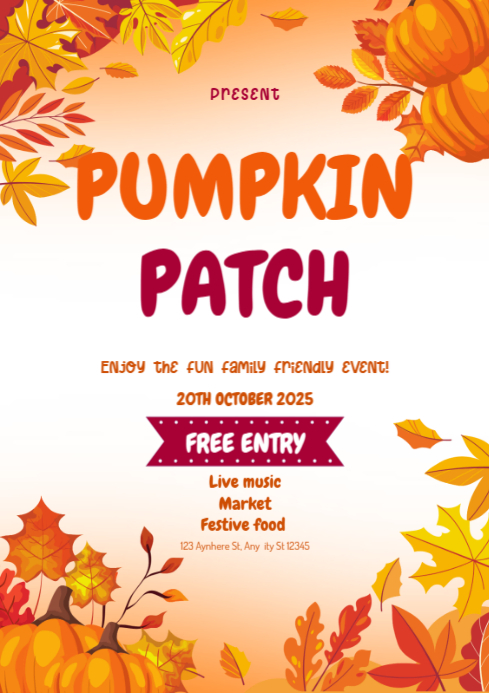 Pumpkin patch event A4 Template | PosterMyWall