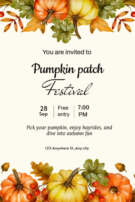 Pumpkin Patch Festival poster 2024 Template | PosterMyWall