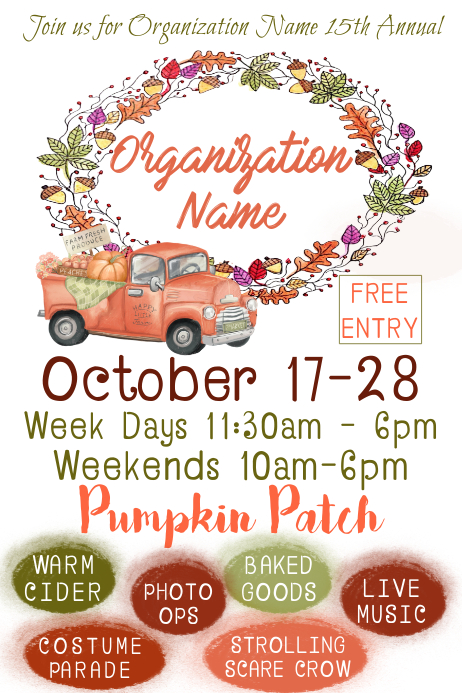 Pumpkin Patch Poster Template | PosterMyWall