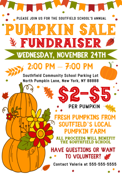 Pumpkin Sale Fundraiser A4 Template | PosterMyWall
