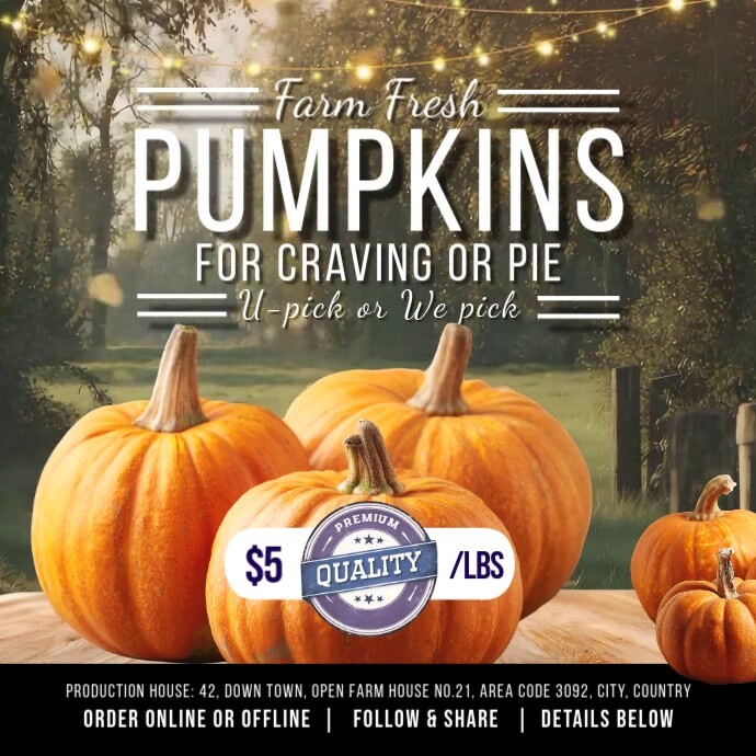 Pumpkins Farm Fresh Sale Post Template | PosterMyWall