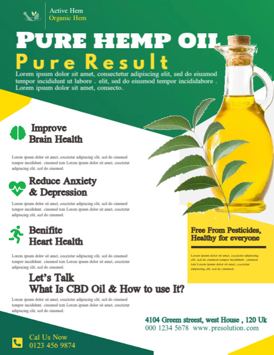 Plantilla de Pure Hemp Oil | PosterMyWall