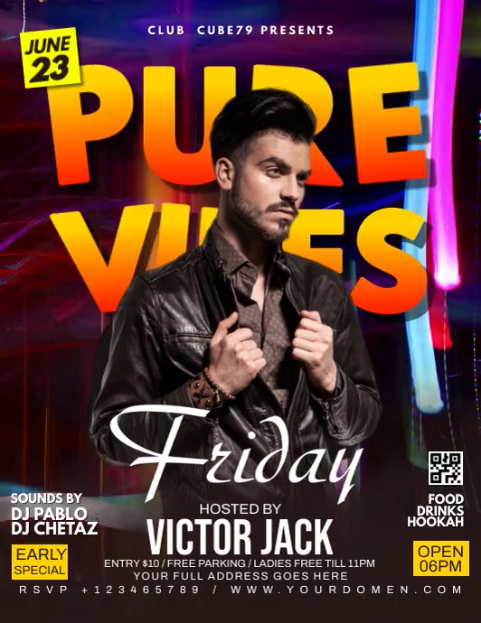 Plantilla de Pure Vibes friday ji | PosterMyWall