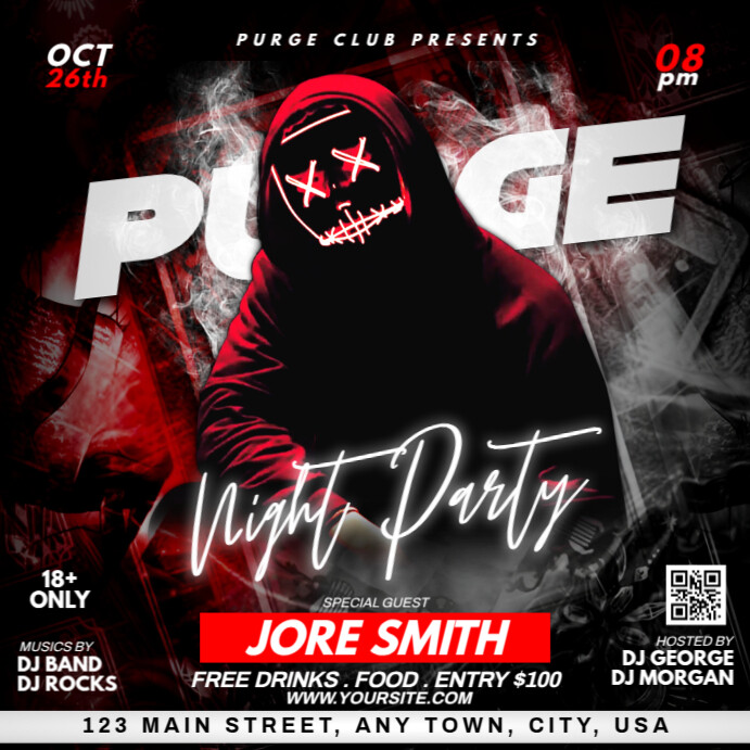 Plantilla de Purge Night Party | PosterMyWall
