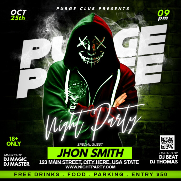Plantilla de Purge Night Party | PosterMyWall