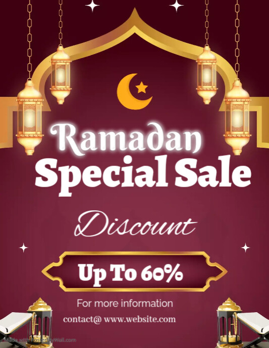 Purple& gold Ramadan discount sales flyer Template | PosterMyWall