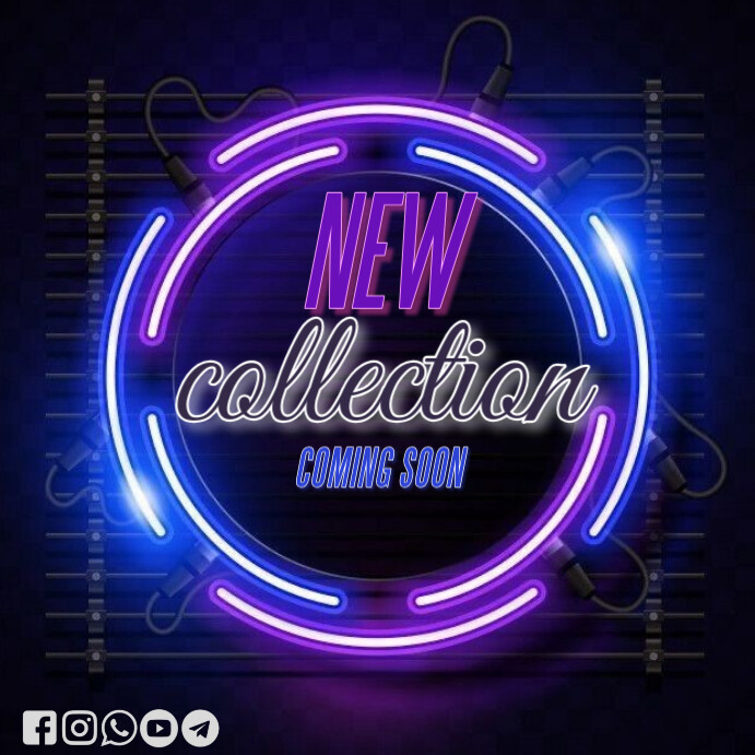 Purple & Blue Neon New Collection Coming Soon Instagram Post Template ...