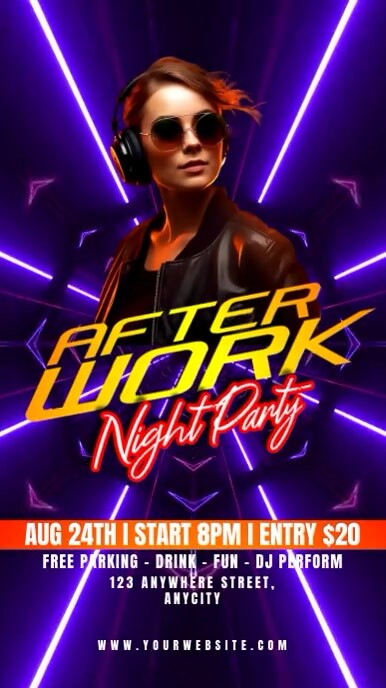 Plantilla de Purple 3d After Work Night Party Reel Instagr | PosterMyWall