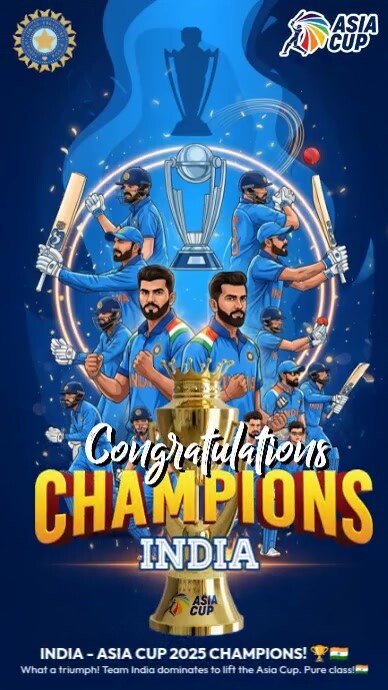 Purple 3d Asia Cup Champion Instagram Story Template | PosterMyWall