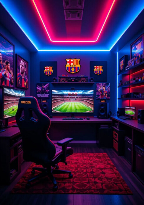 Purple 3d Barca Gamer's Paradise A4 Template | PosterMyWall