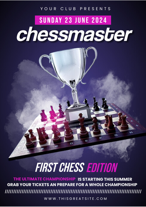Purple 3d Chessmaster Match A4 Template | PosterMyWall