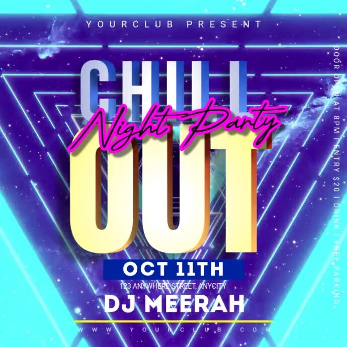 Purple 3d Chillout Party Pos Instagram Template | PosterMyWall