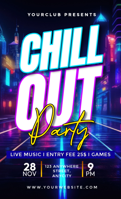 Purple 3d Chillout Party Us Legal Template | PosterMyWall