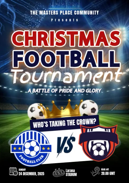Purple 3d Christmas Annual Football Tournament Design A4 Template ...