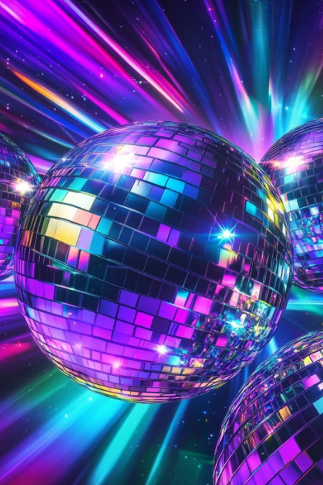 Purple 3d Disco Ball Retro Stage Poster Template | PosterMyWall