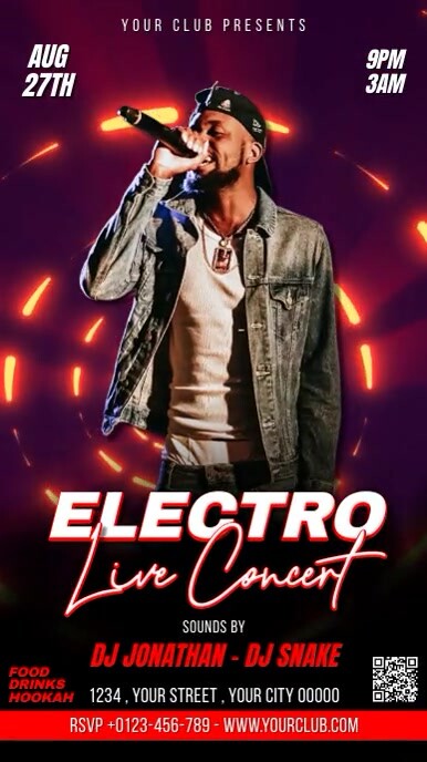 Plantilla de Purple 3d Electro Live Event Instagram Reel | PosterMyWall