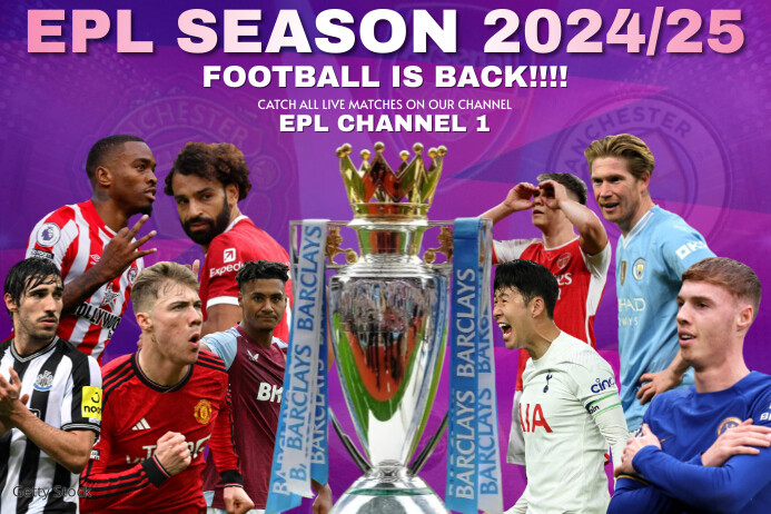 Copy of Purple 3d Epl Season 2024/25 Poster | PosterMyWall