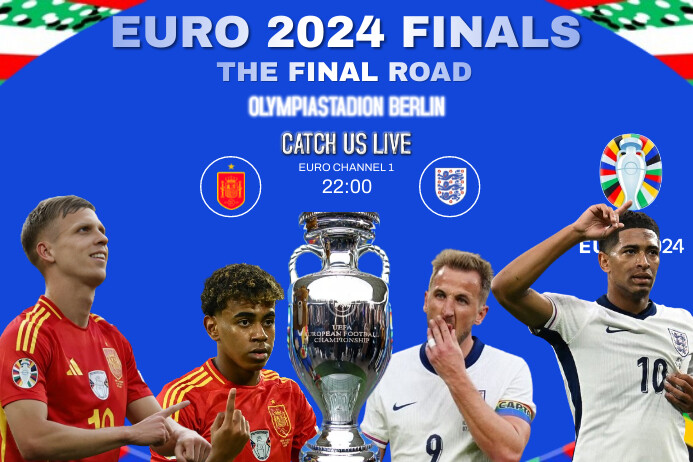 Plantilla de Purple 3d Euro 2024 Final Spain Vs England Po | PosterMyWall