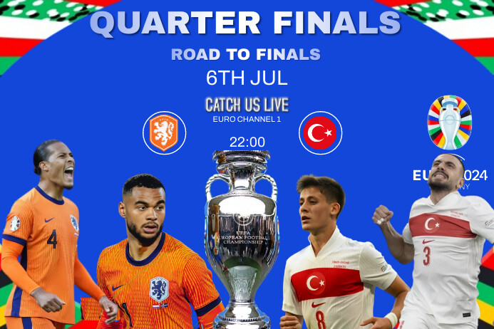 Purple 3d Euro 2024 Quarter Finals Netherland Template | PosterMyWall