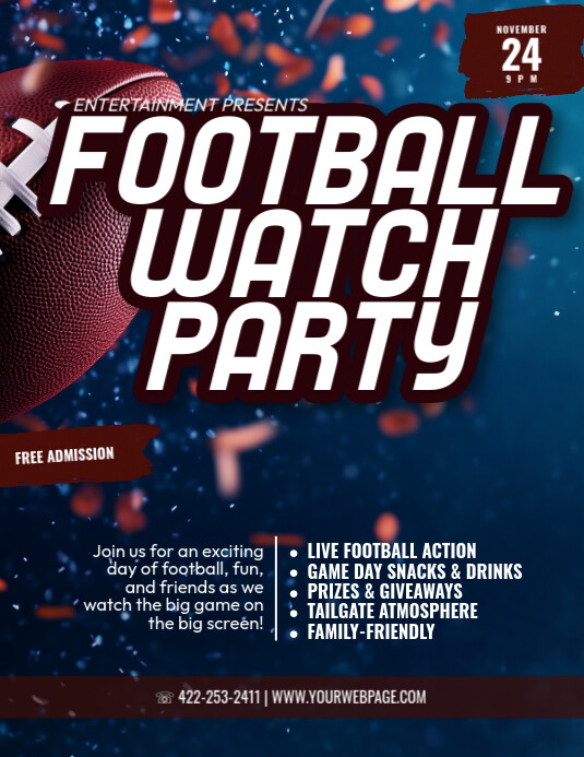 Purple 3d Football Watch Party Flyer (us Letter) Template | PosterMyWall