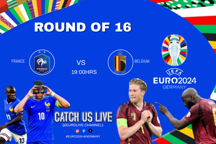 Purple 3d Frances Vs Belgium Euro 2024 Poste Template | PosterMyWall
