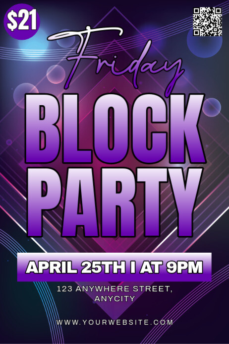 Modèle Purple 3d Friday Block Party Poster | PosterMyWall