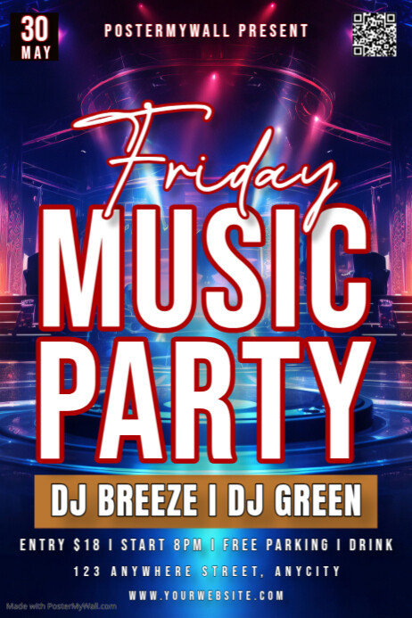 Purple 3d Friday Music Party Poster Template | PosterMyWall