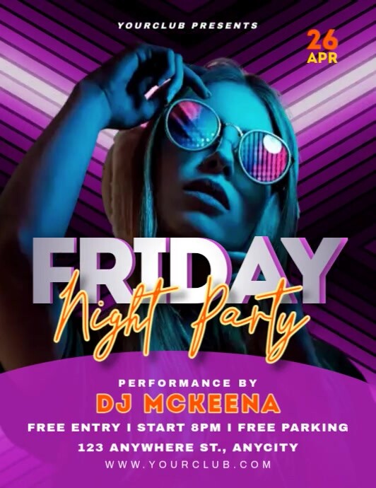 Modèle Purple 3d Friday Night Party Pamflet (letter As) | PosterMyWall