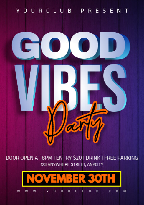Copy of Purple 3d Good Vibes Party A2 | PosterMyWall